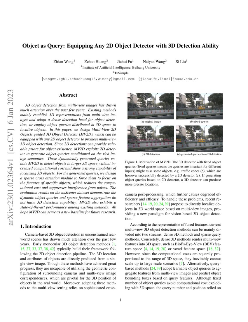 Object As Query Equipping Any 2d Object Detector With 3d Detection Ability Deepai
