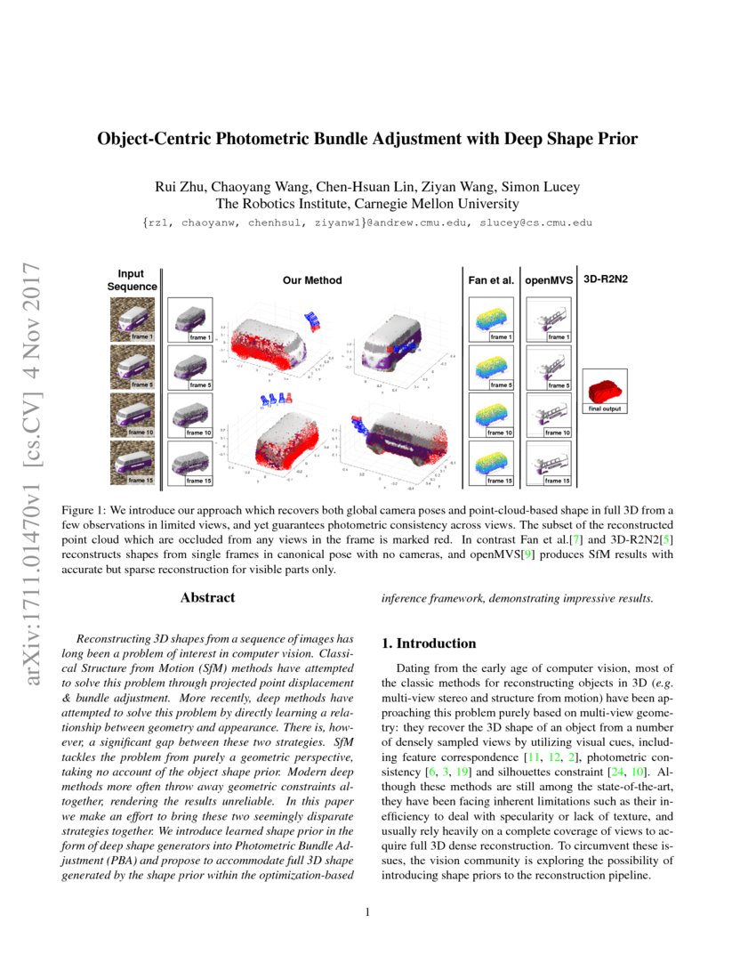 Object-Centric Photometric Bundle Adjustment with Deep Shape Prior | DeepAI