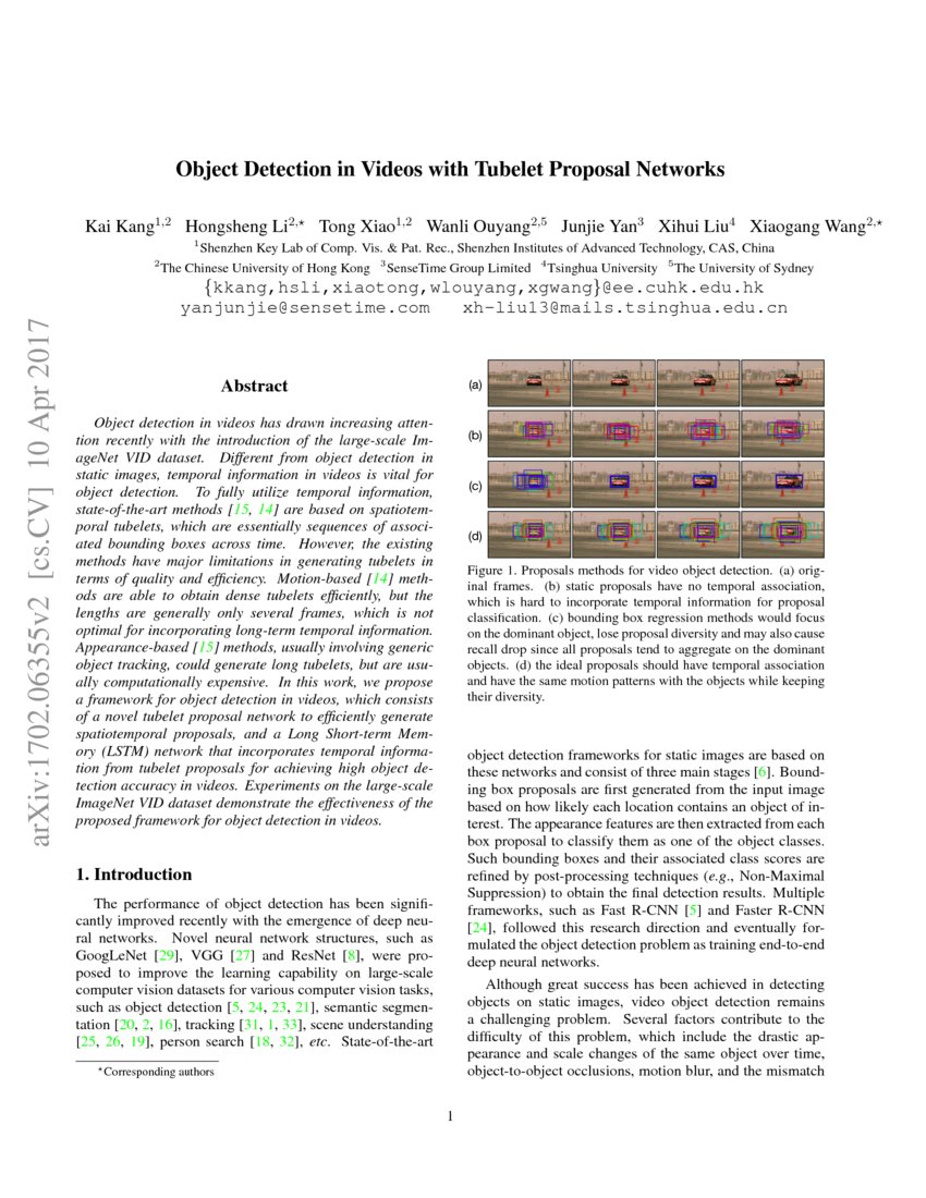 Object Detection In Videos With Tubelet Proposal Networks Deepai