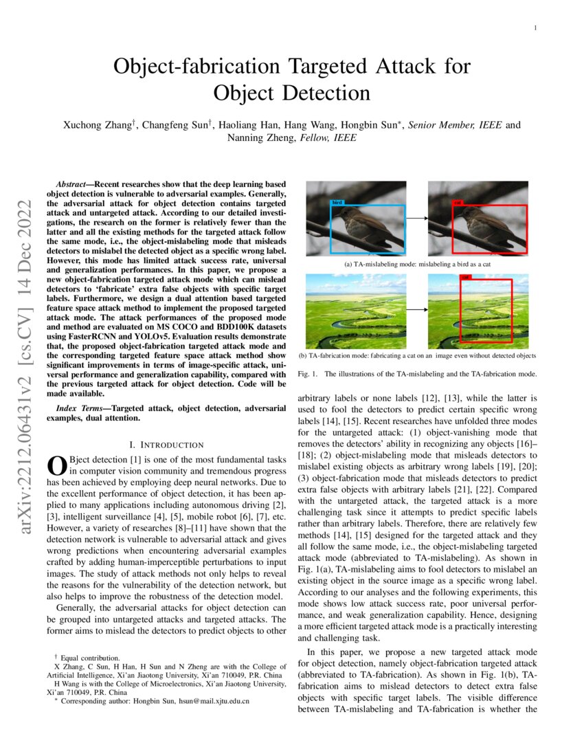 Object Fabrication Targeted Attack For Object Detection Deepai