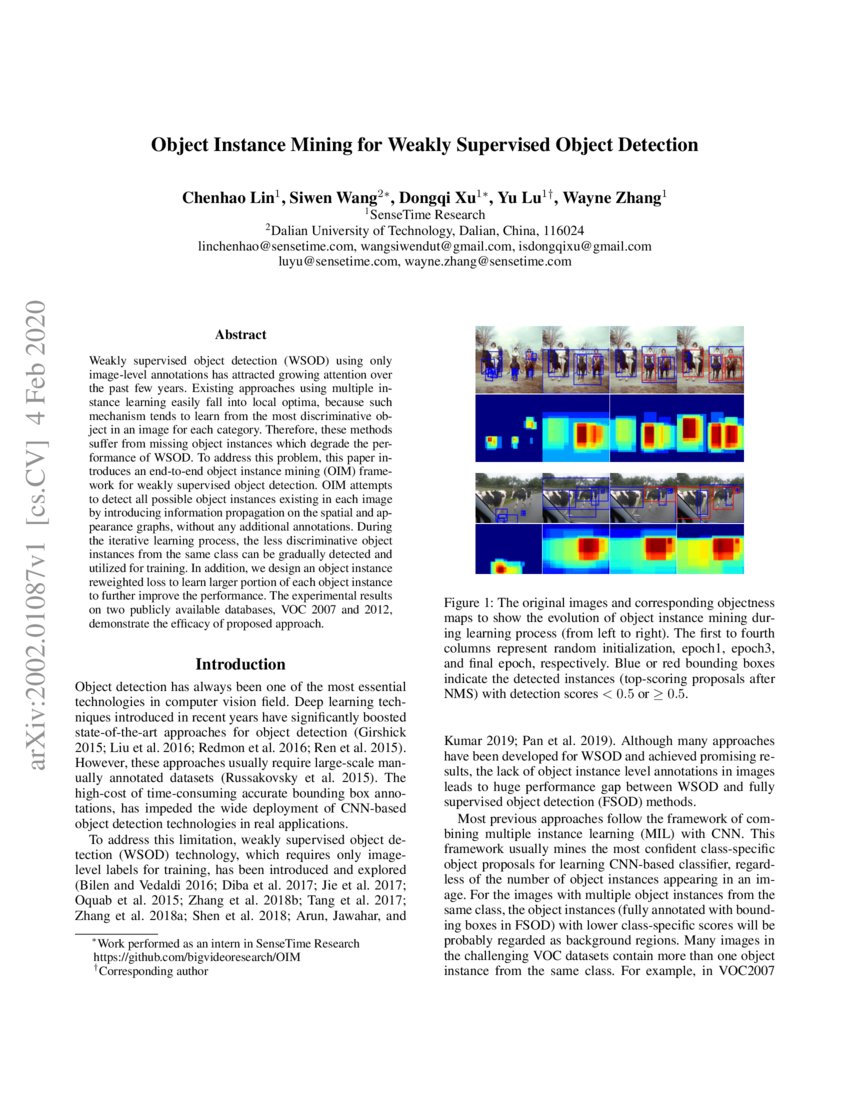 Object Instance Mining For Weakly Supervised Object Detection Deepai