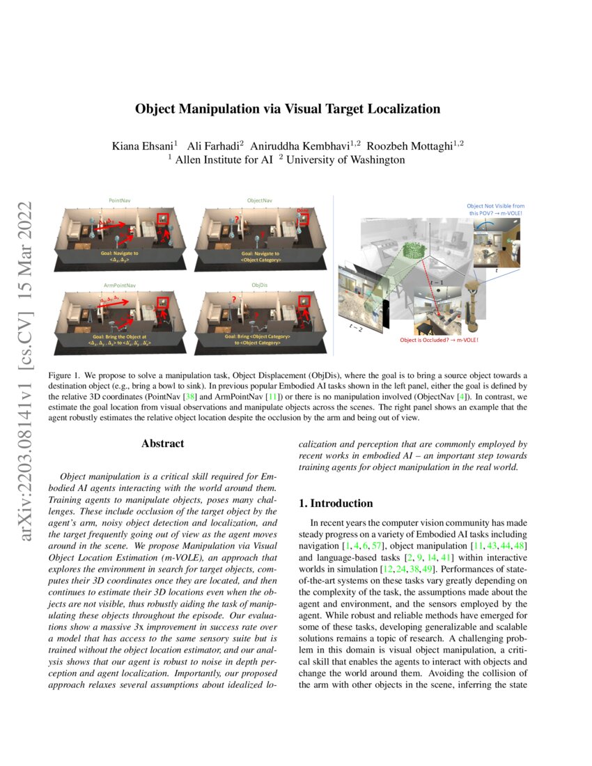 Object Manipulation via Visual Target Localization | DeepAI