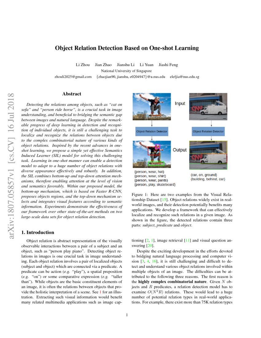 Object Relation Detection Based On One Shot Learning Deepai 4287