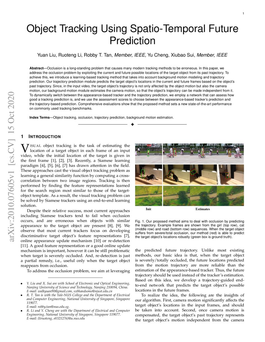 Object Tracking Using Spatio Temporal Future Prediction Deepai