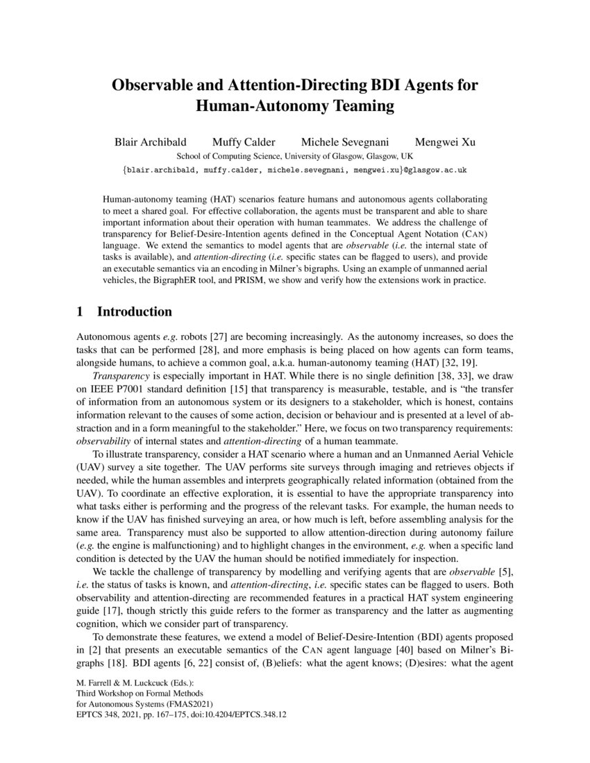 Observable and Attention-Directing BDI Agents for Human-Autonomy ...