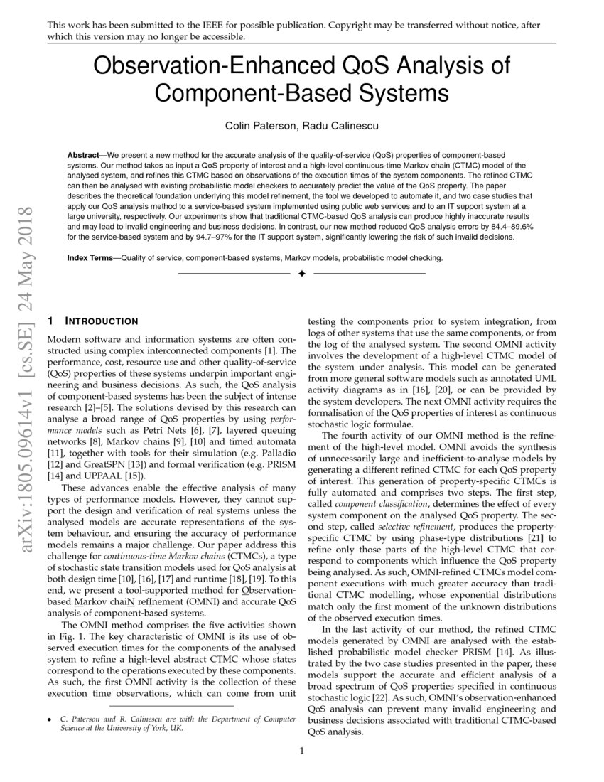 Observation-Enhanced QoS Analysis of Component-Based Systems | DeepAI