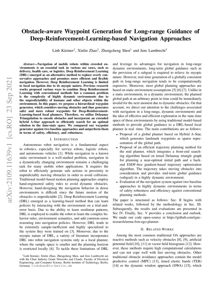 Obstacle-aware Waypoint Generation for Long-range Guidance of Deep-Reinforcement-Learning-based ...