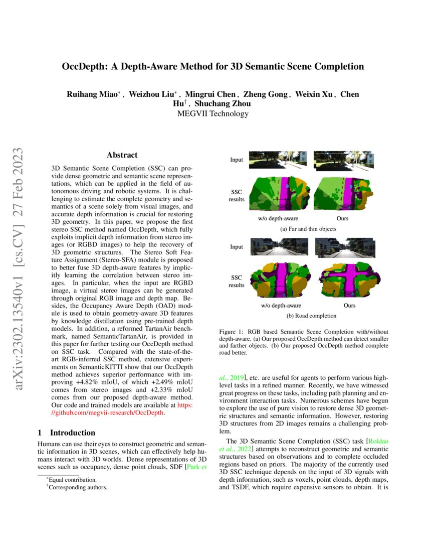 OccDepth: A Depth-Aware Method for 3D Semantic Scene Completion | DeepAI