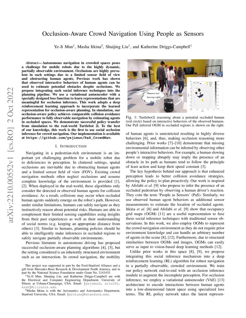 Occlusion Aware Crowd Navigation Using People As Sensors Deepai