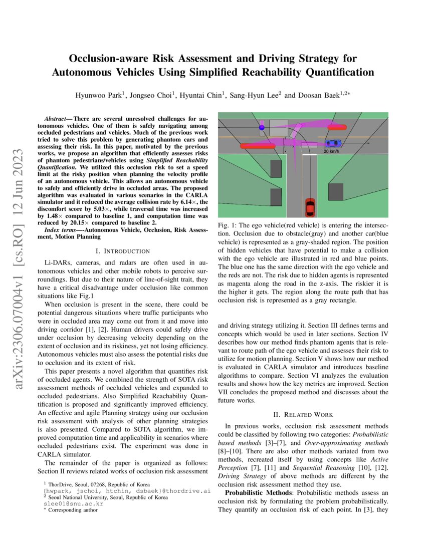 Occlusion Aware Risk Assessment And Driving Strategy For Autonomous Vehicles Using Simplified