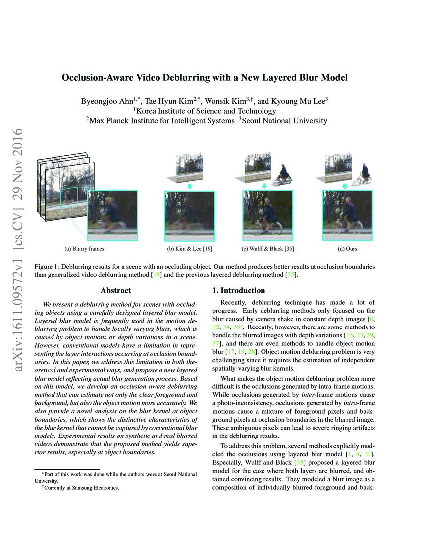 Occlusion-Aware Video Deblurring with a New Layered Blur Model | DeepAI