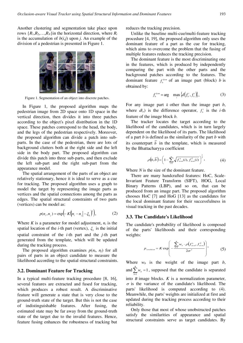 Occlusion Aware Visual Tracker Using Spatial Structural Information And