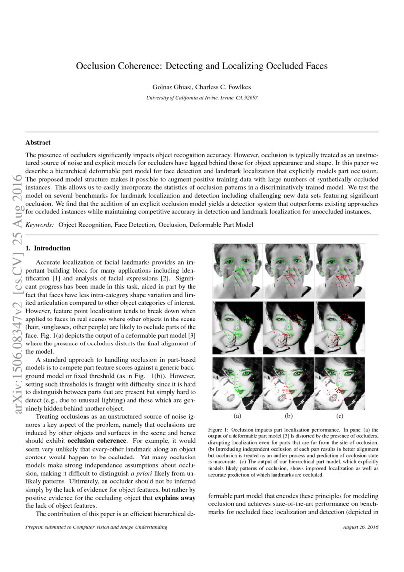 Occlusion Coherence: Detecting and Localizing Occluded Faces | DeepAI