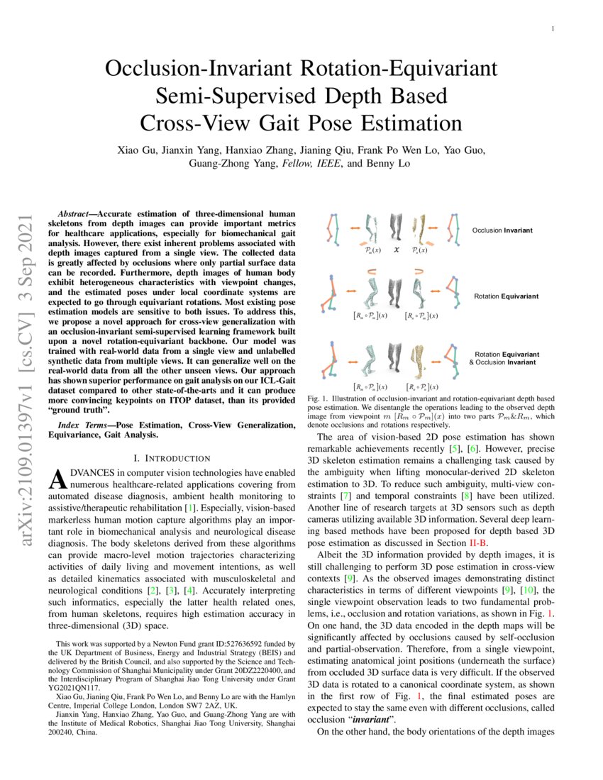 Occlusion-Invariant Rotation-Equivariant Semi-Supervised Depth Based Cross-View Gait Pose ...