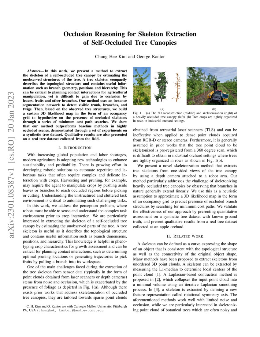 Occlusion Reasoning For Skeleton Extraction Of Self Occluded Tree