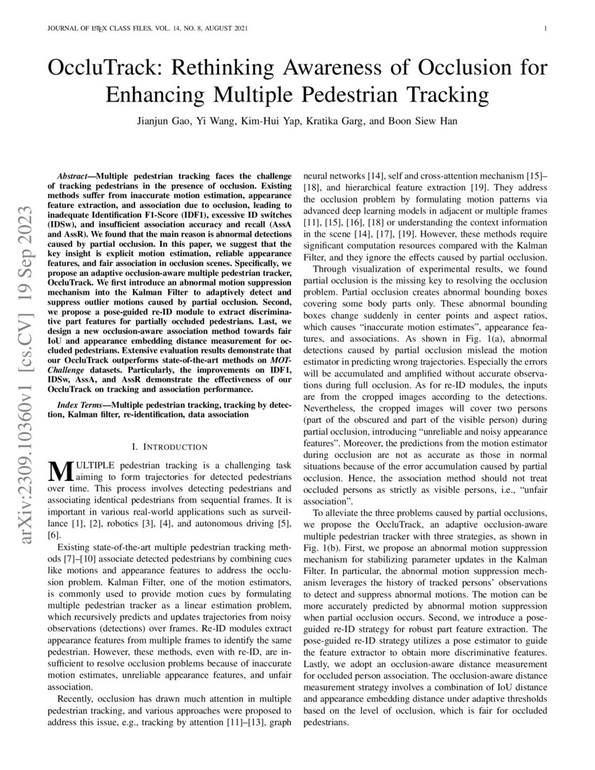 OccluTrack: Rethinking Awareness of Occlusion for Enhancing Multiple ...