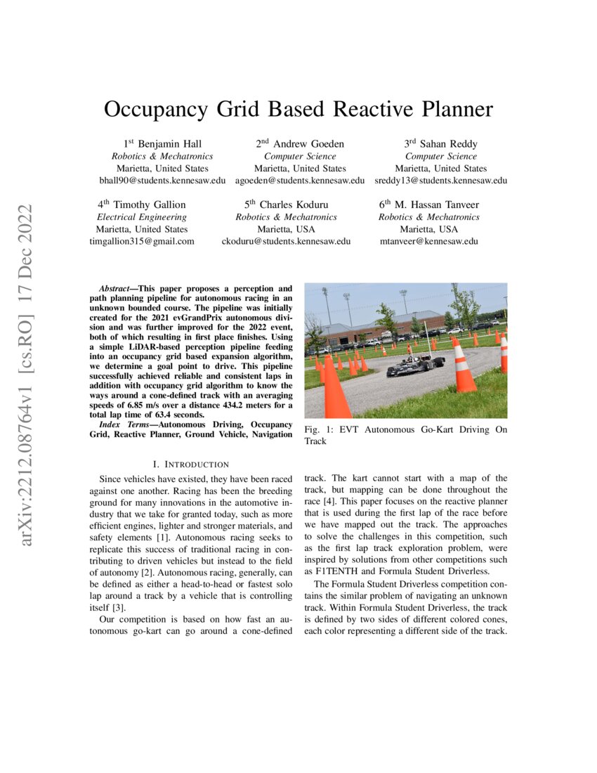 Occupancy Grid Based Reactive Planner | DeepAI