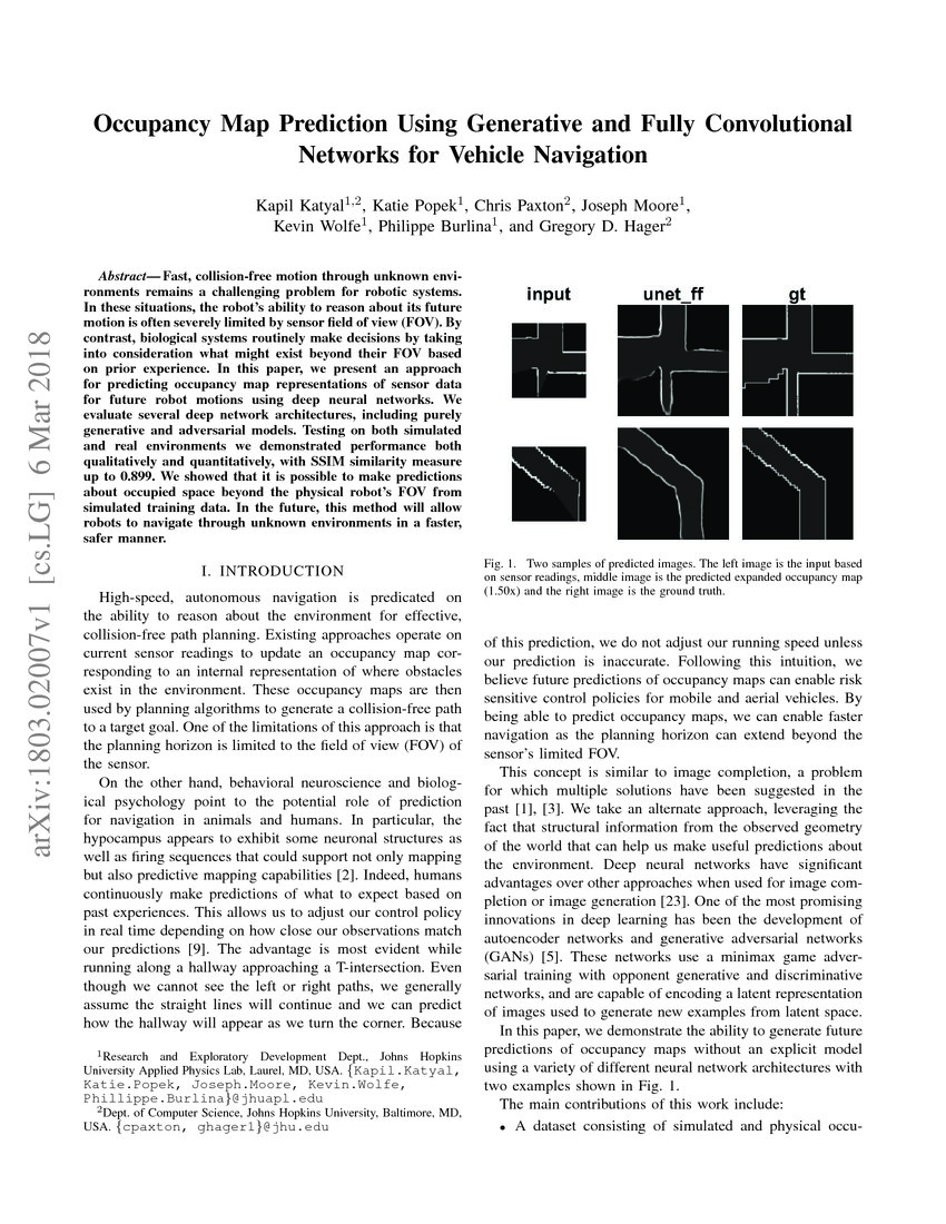 Occupancy Map Prediction Using Generative And Fully Convolutional