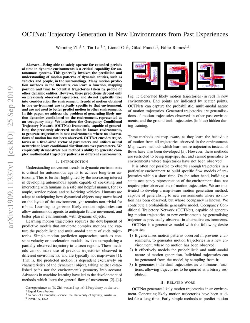 OCTNet: Trajectory Generation in New Environments from Past Experiences ...