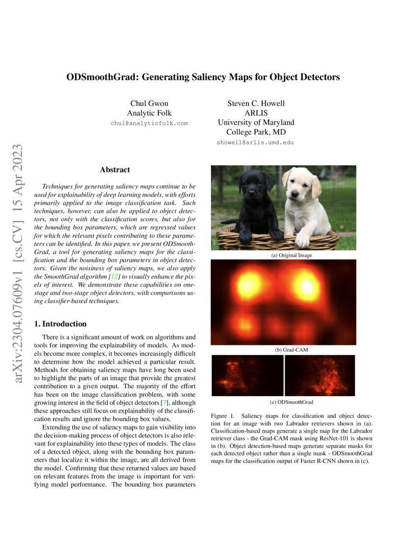 Odsmoothgrad Generating Saliency Maps For Object Detectors Deepai