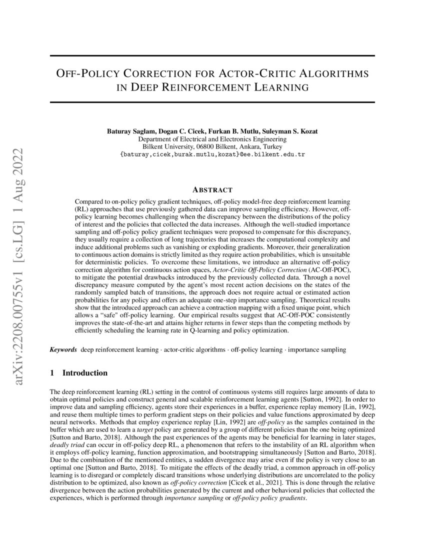Off Policy Correction For Actor Critic Algorithms In Deep Reinforcement Learning Deepai
