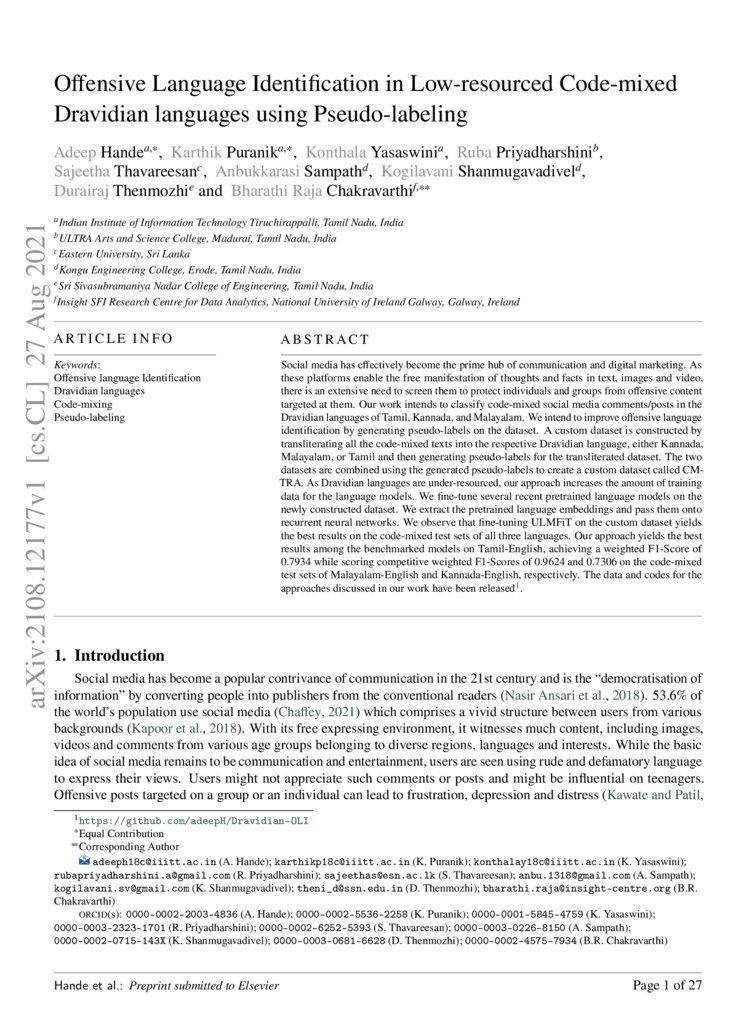 Offensive Language Identification In Low Resourced Code Mixed Dravidian Languages Using Pseudo