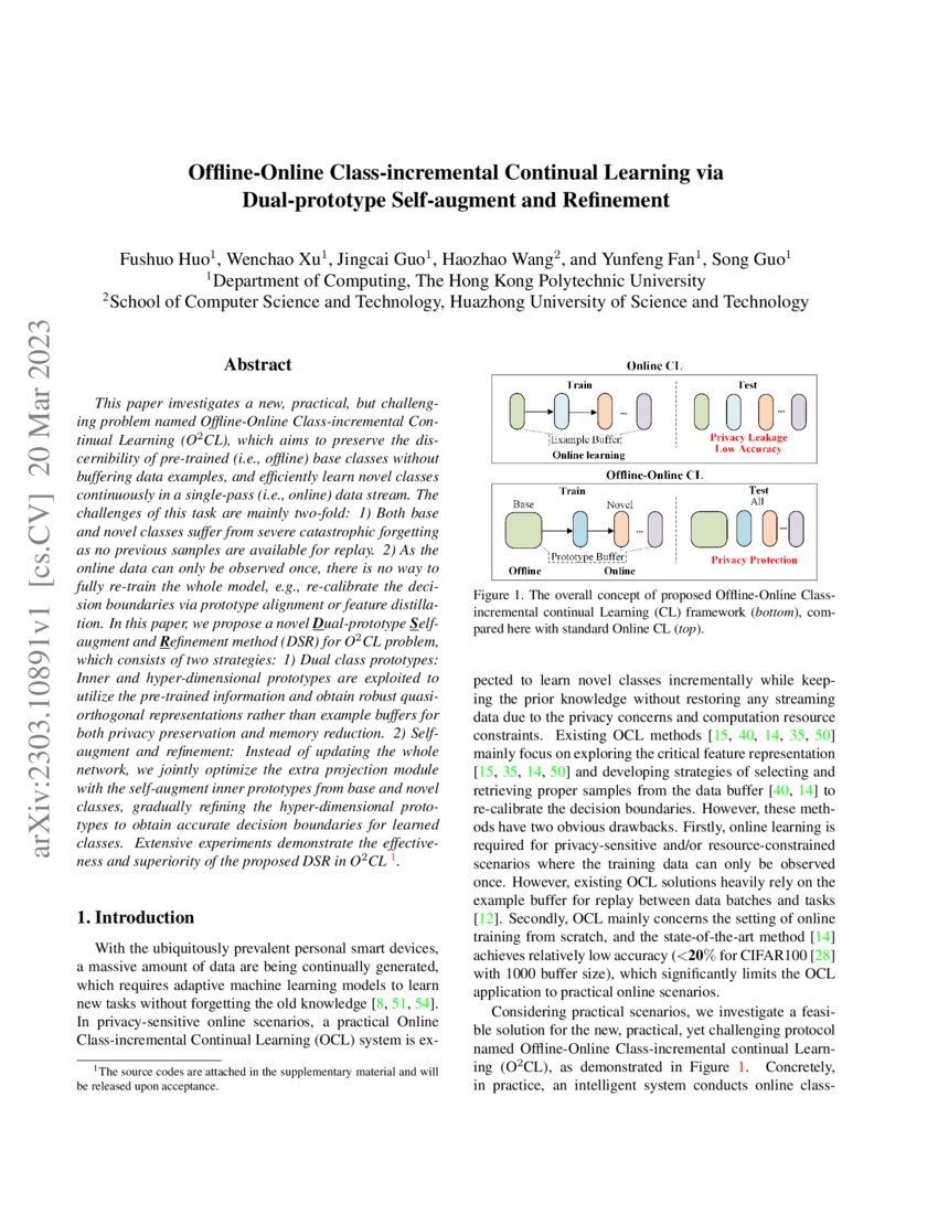 Offline Online Class Incremental Continual Learning Via Dual Prototype Self Augment And