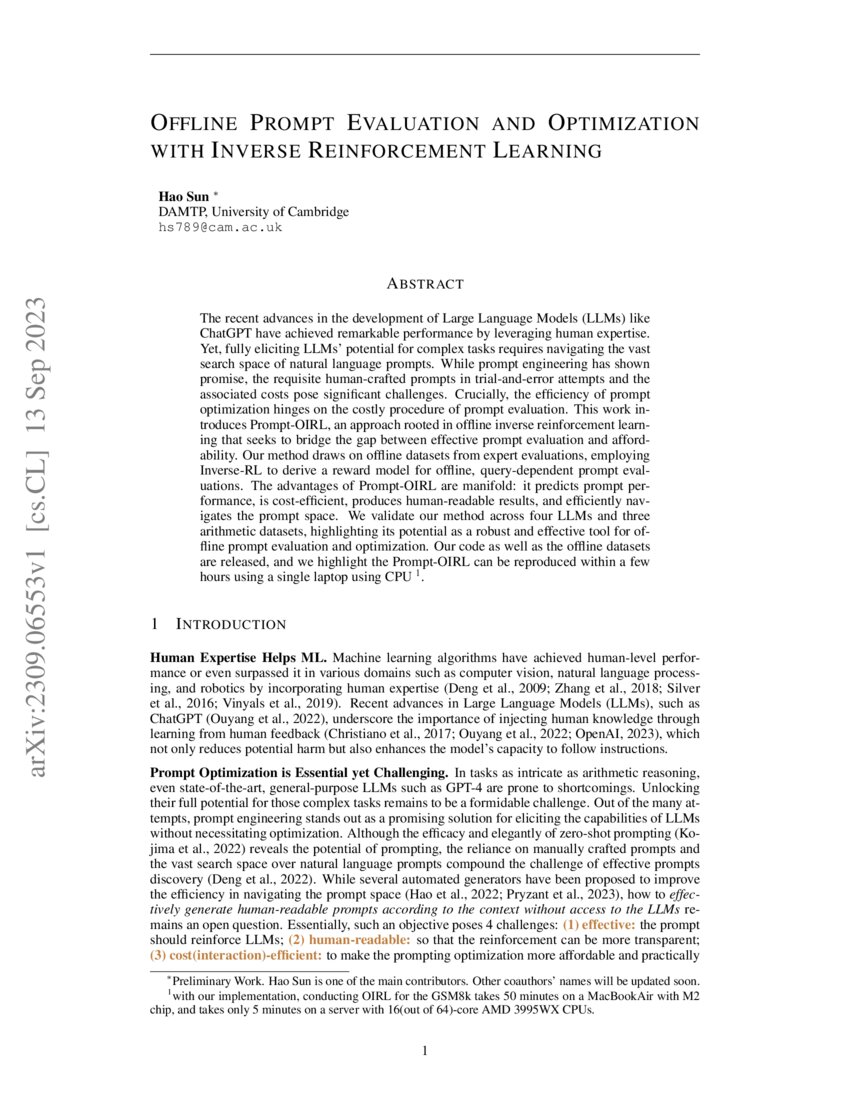 Offline Prompt Evaluation and Optimization with Inverse Reinforcement ... Offline Prompt Evaluation and Optimization with Inverse Reinforcement ...