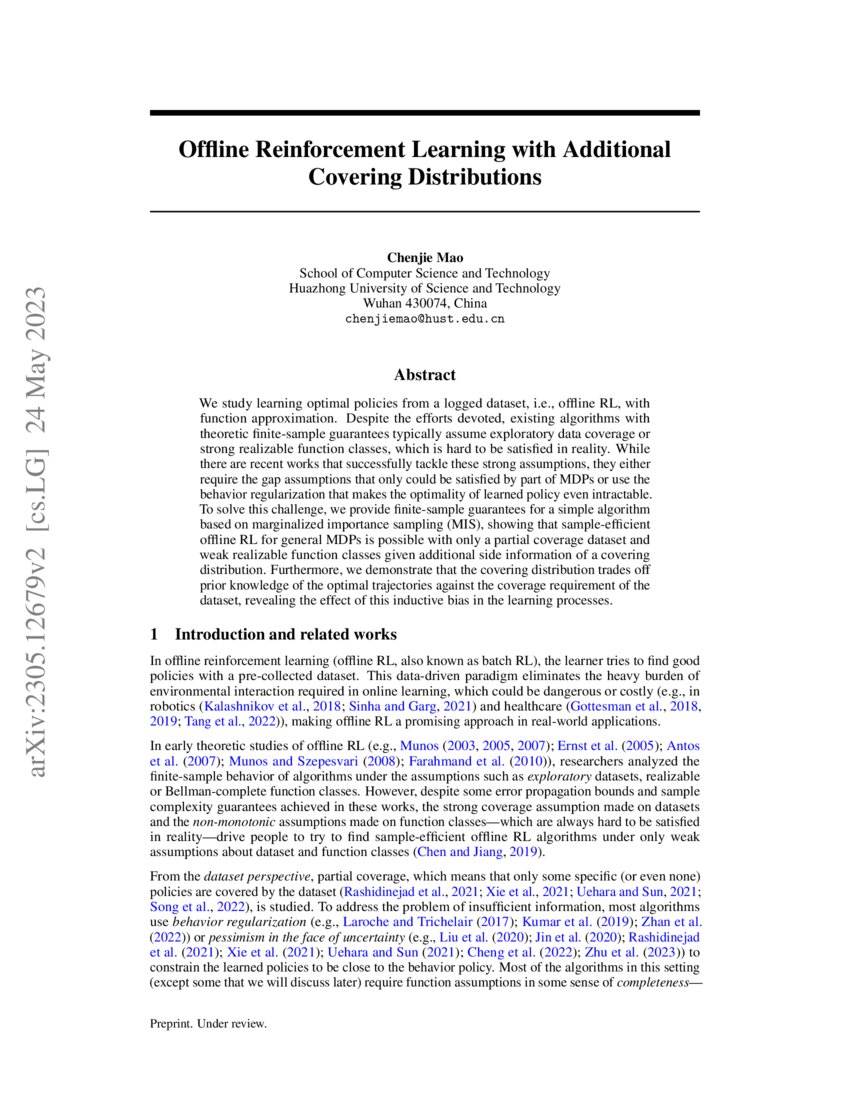 Offline Reinforcement Learning With Additional Covering Distributions
