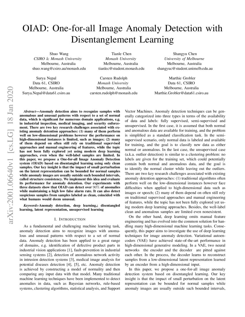 OIAD: One-for-all Image Anomaly Detection with Disentanglement Learning ...