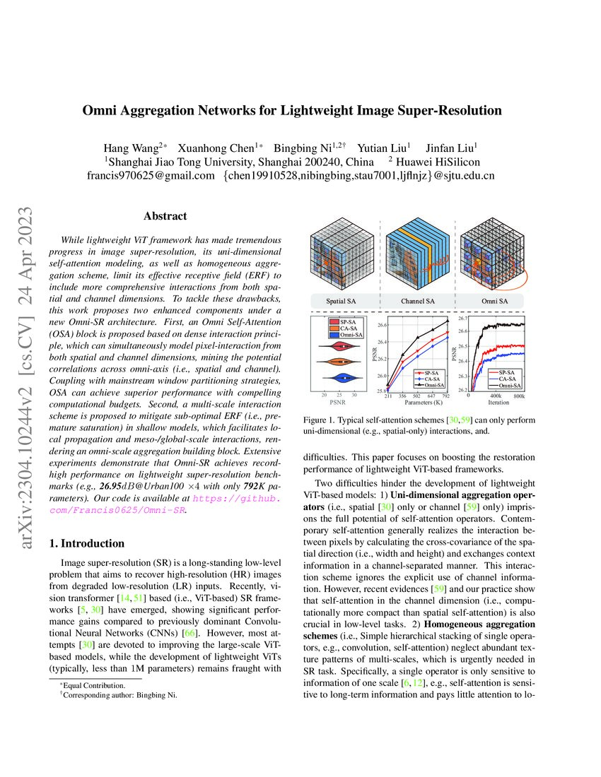 Omni Aggregation Networks for Lightweight Image Super-Resolution | DeepAI