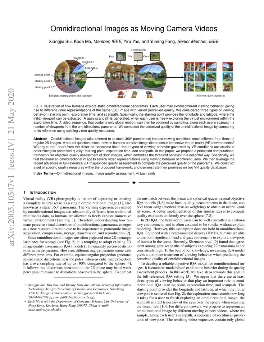 Omnidirectional Images As Moving Camera Videos Deepai