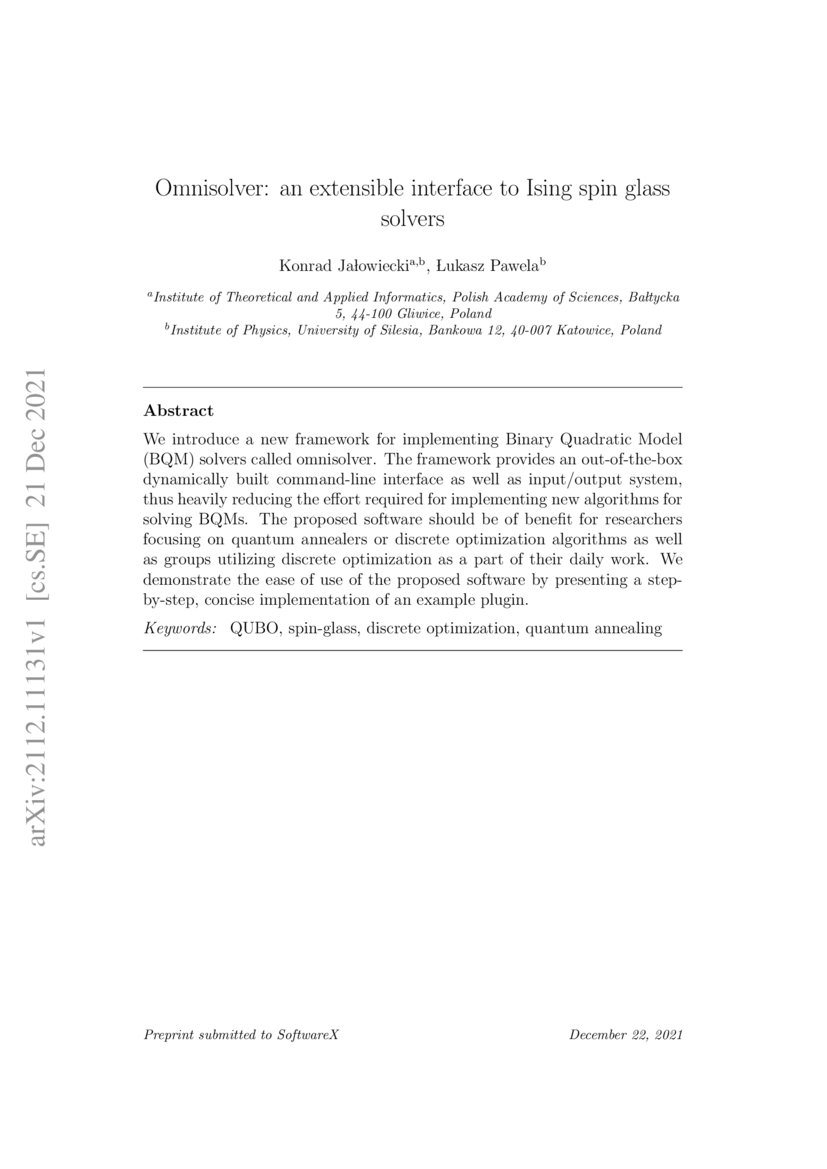 Omnisolver An Extensible Interface To Ising Spin Glass Solvers Deepai 