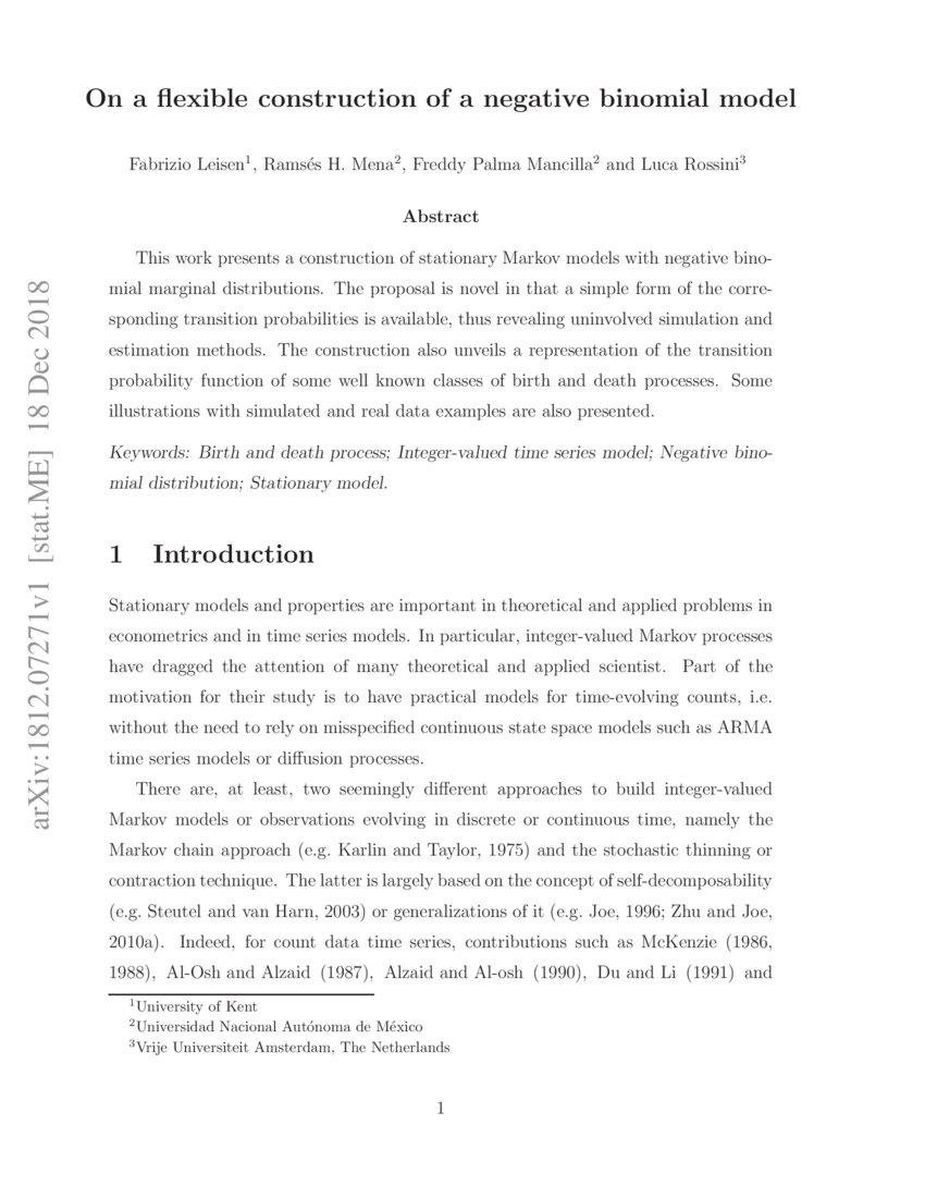 On a flexible construction of a negative binomial model | DeepAI