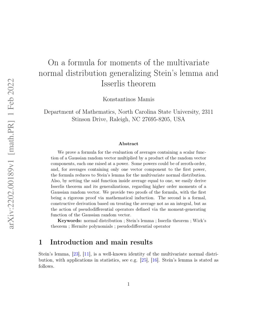 On a formula for moments of the multivariate normal distribution ...