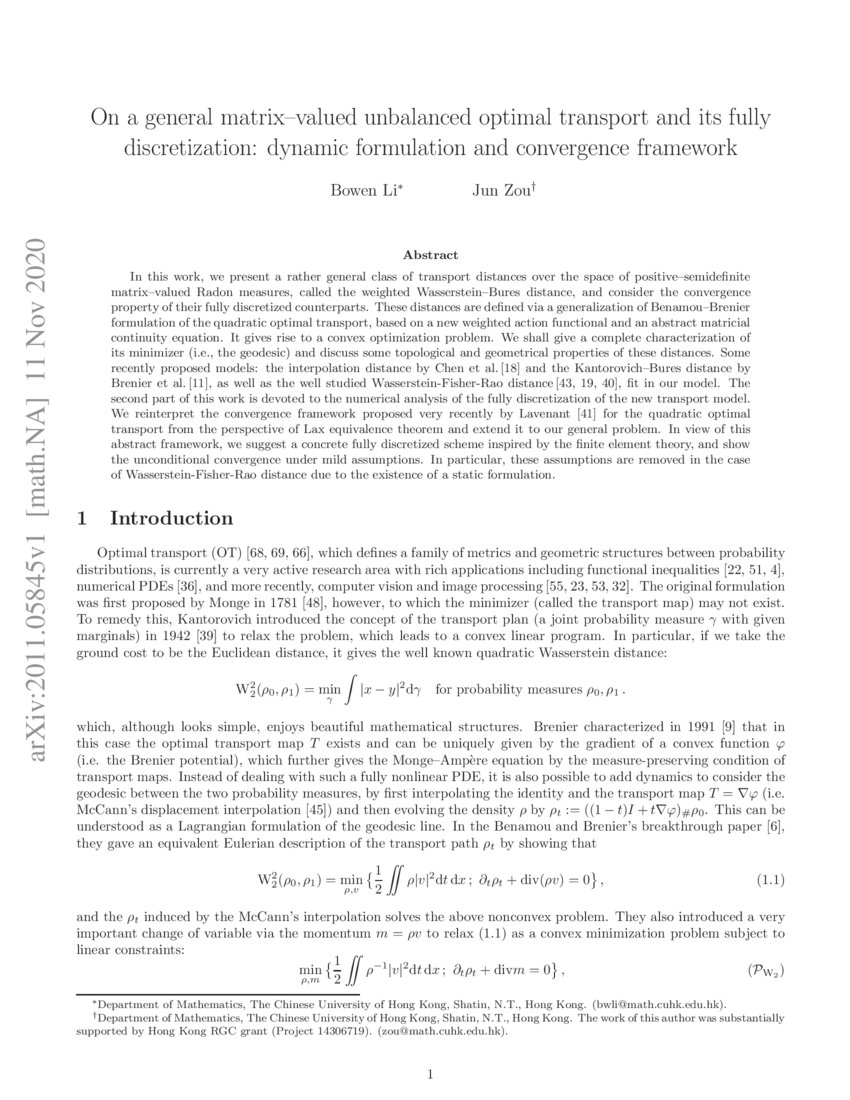 On A General Matrix Valued Unbalanced Optimal Transport And Its Fully
