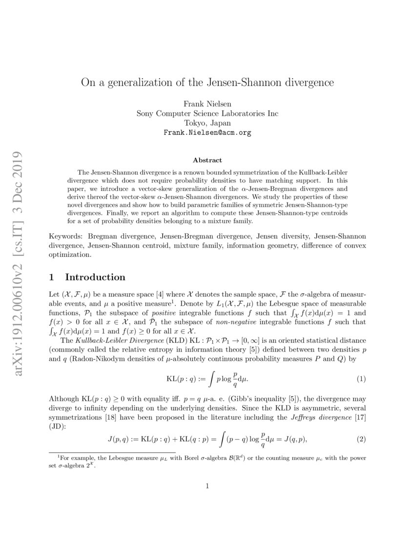 On a generalization of the Jensen-Shannon divergence | DeepAI