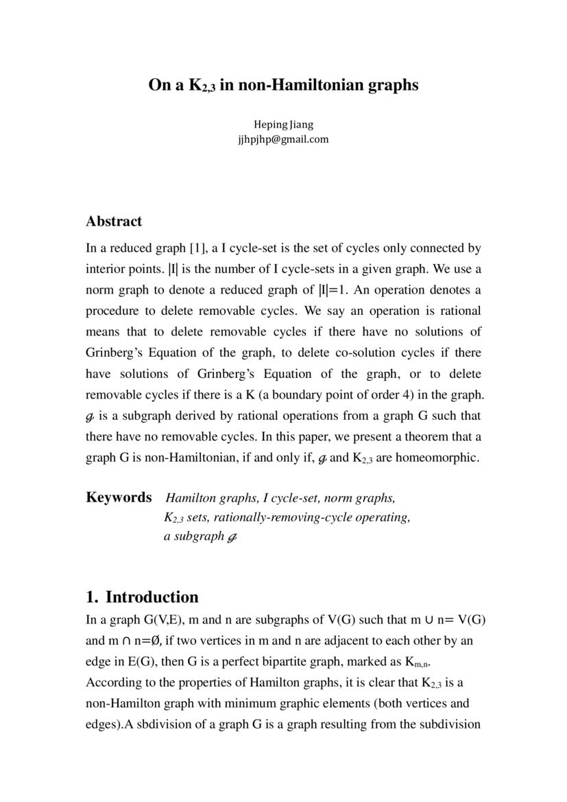 On a K_2,3 in non-Hamiltonian graphs | DeepAI