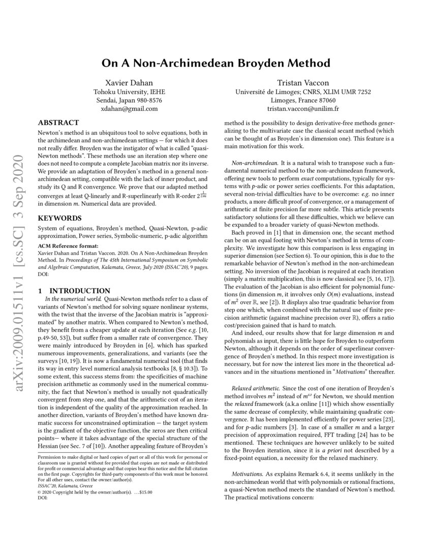 On a non-archimedean broyden method | DeepAI