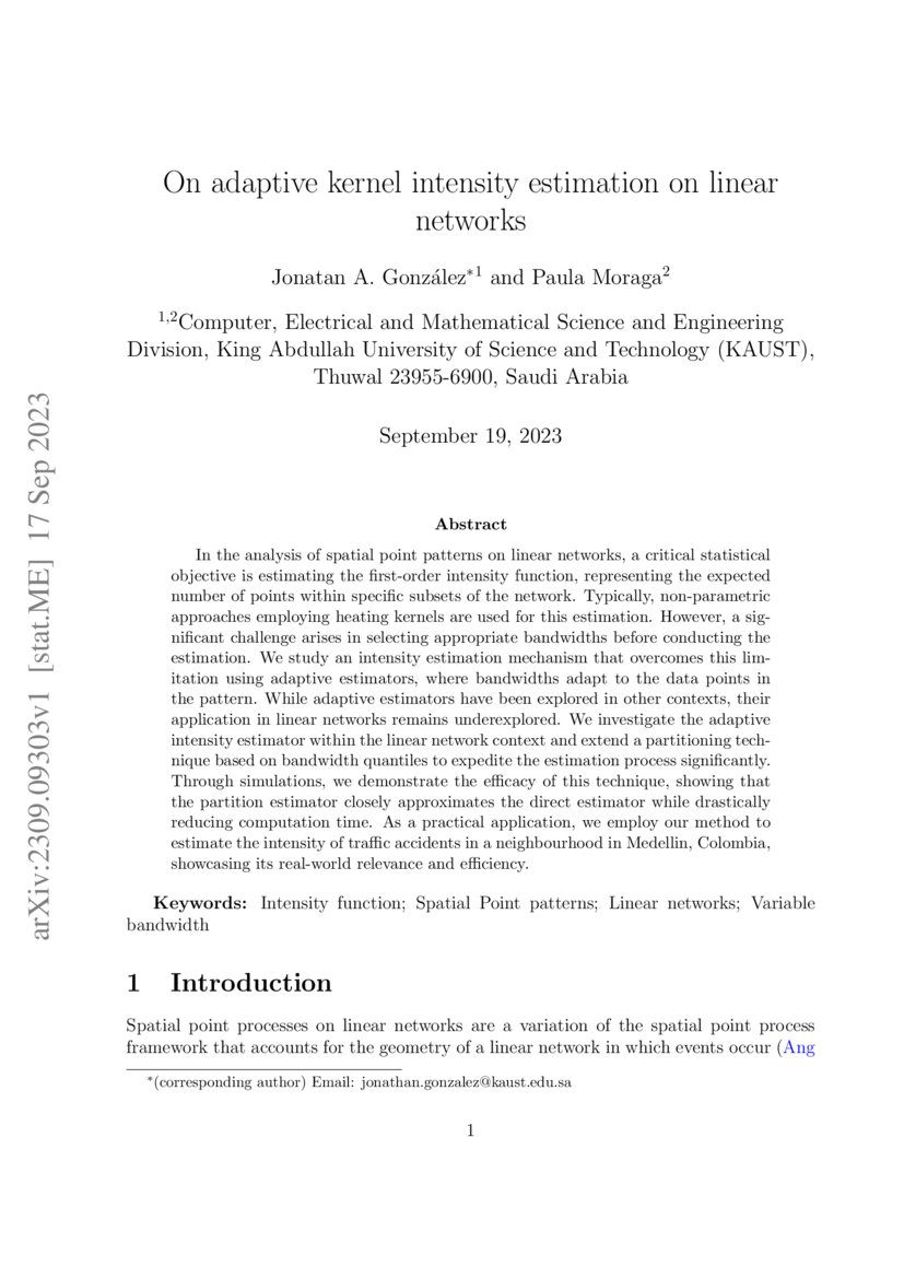 On Adaptive Kernel Intensity Estimation On Linear Networks Deepai