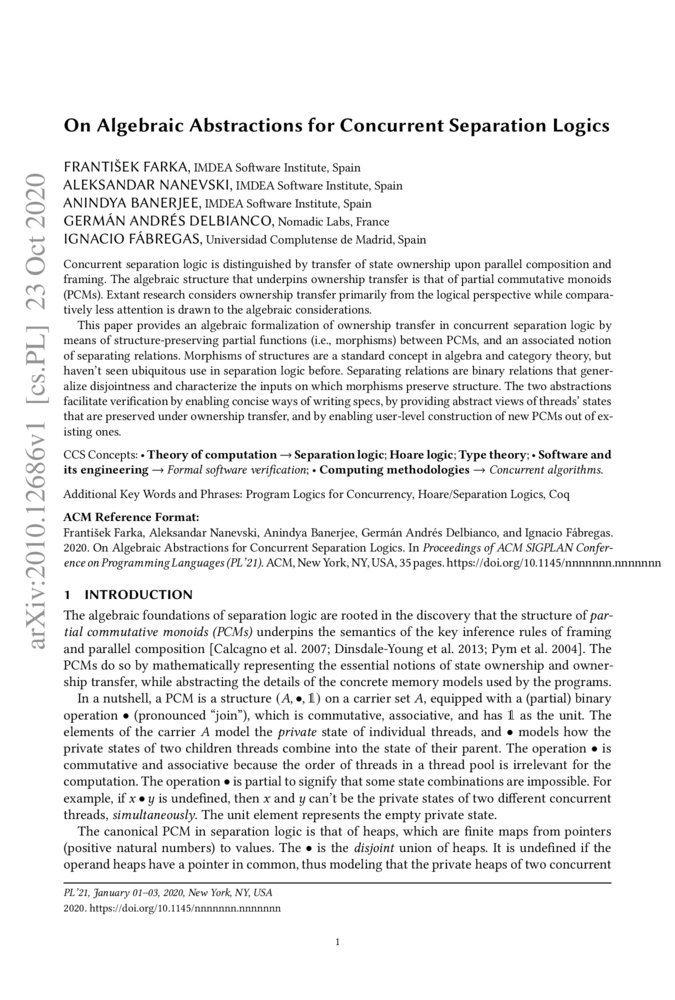 On Algebraic Abstractions For Concurrent Separation Logics Deepai