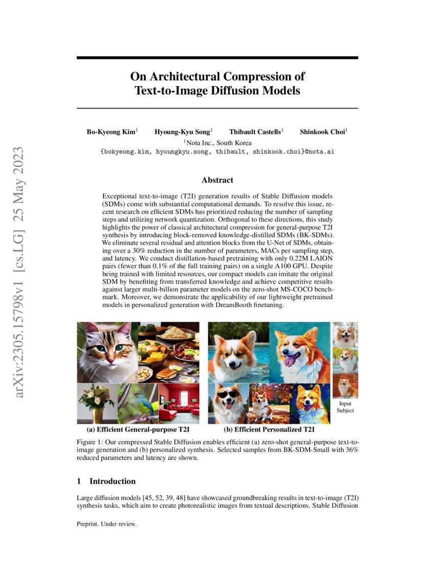 On Architectural Compression of Text-to-Image Diffusion Models | DeepAI