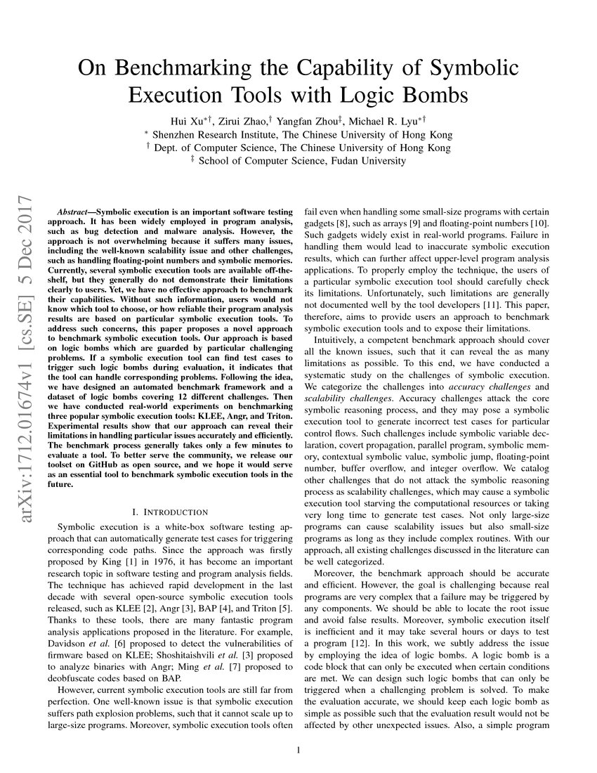 On Benchmarking The Capability Of Symbolic Execution Tools With Logic