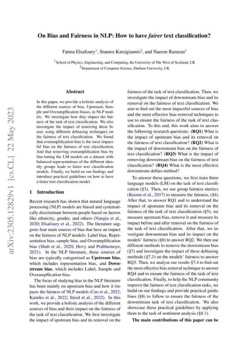 On Bias and Fairness in NLP: How to have a fairer text classification ... On Bias and Fairness in NLP: How to have a fairer text classification ...