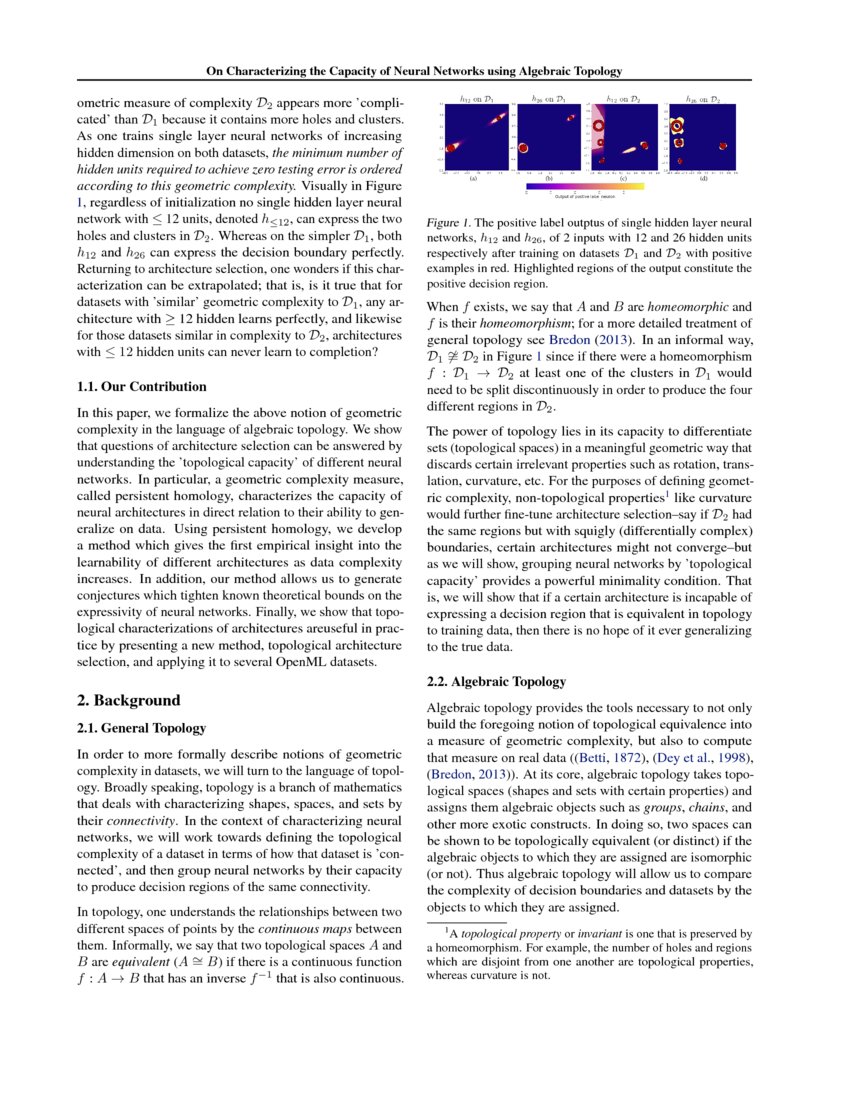 On Characterizing the Capacity of Neural Networks using Algebraic Topology | DeepAI
