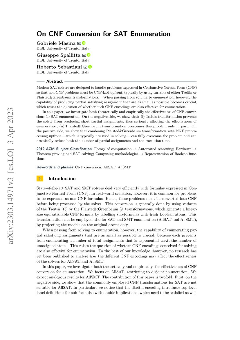 On CNF Conversion for SAT Enumeration | DeepAI