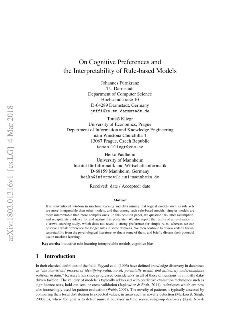 On Cognitive Preferences and the Interpretability of Rule-based Models ...