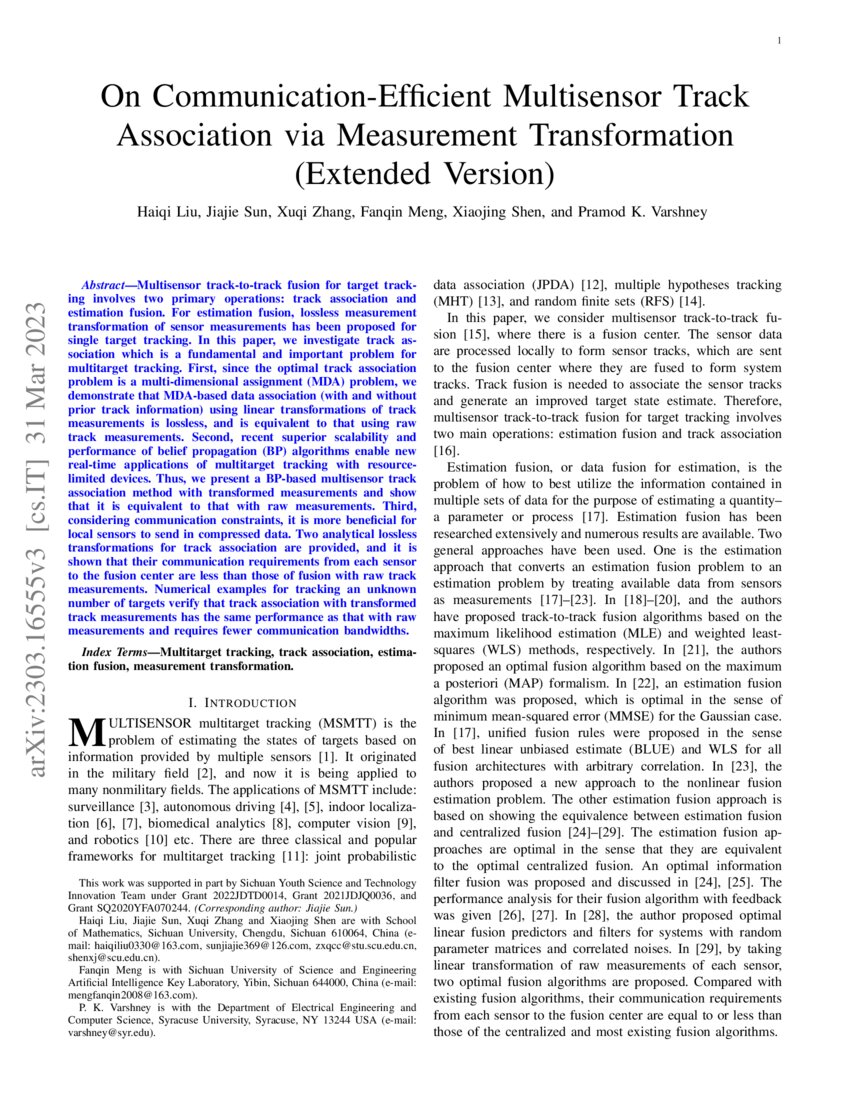 On Communication Efficient Multisensor Track Association Via Measurement Transformation