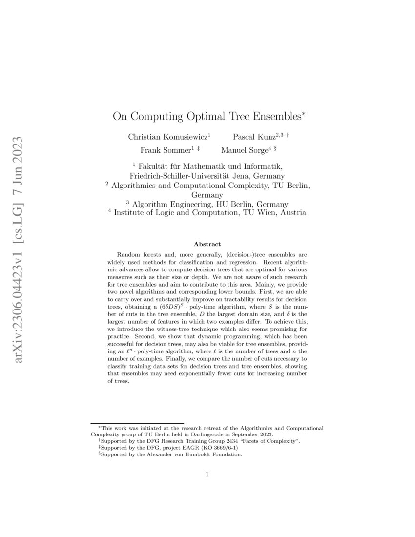 On Computing Optimal Tree Ensembles Deepai