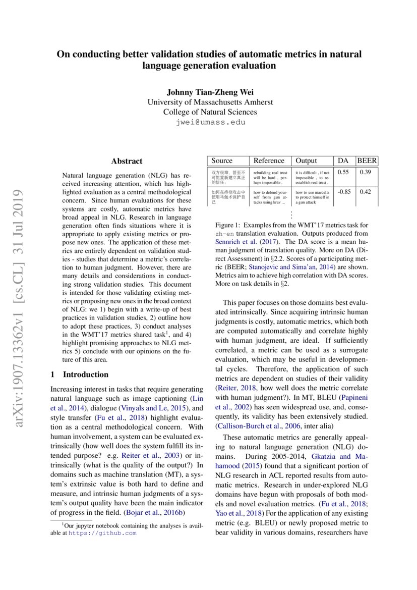 On conducting better validation studies of automatic metrics in natural language generation ...